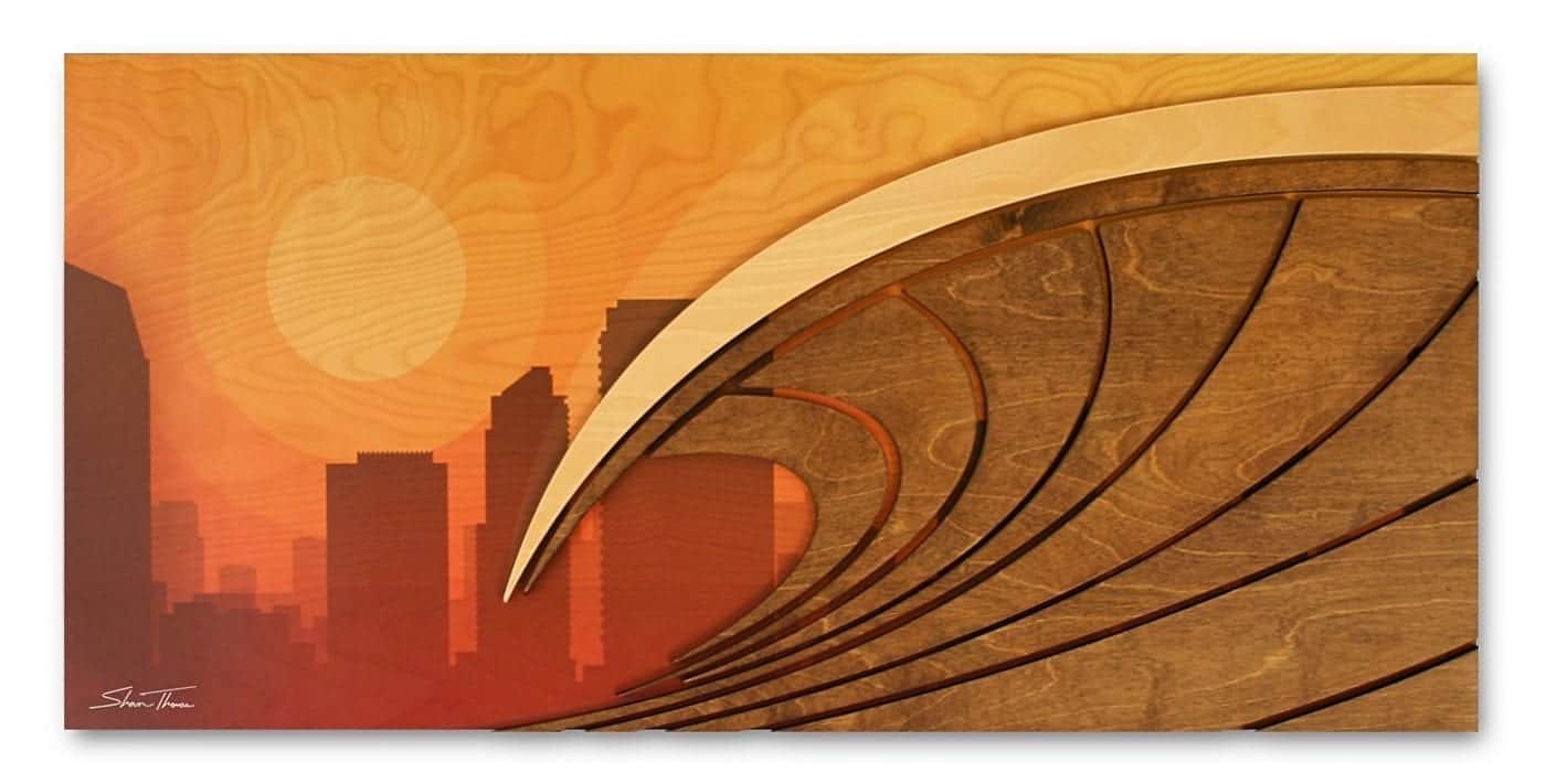 Wooden Wave Art | Abstract Surf Sculpture by Artist Shaun Thomas