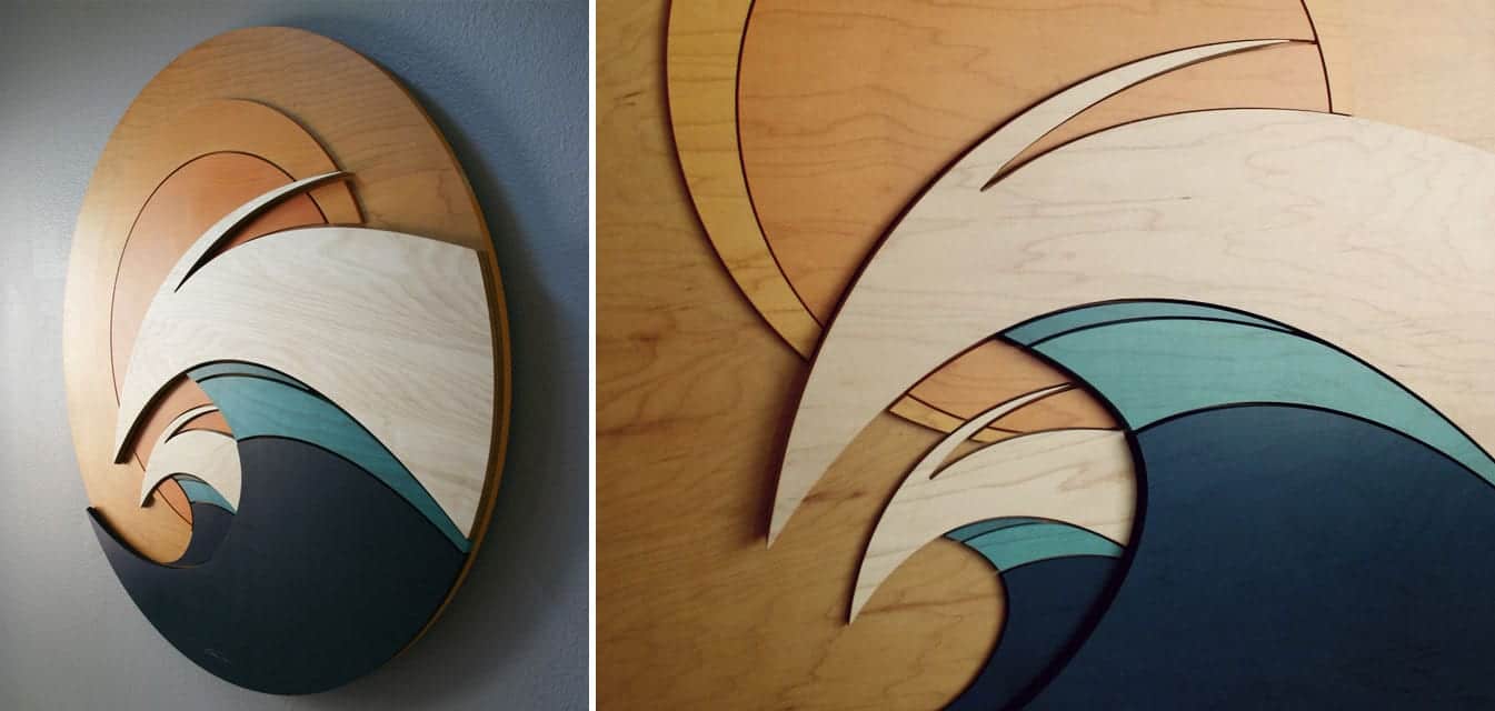 3D Wave Sculpture | Sharp Piercing Peaks With Cool, Blue Hue Stain